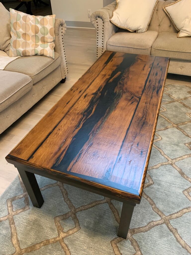 Black Oak Epoxy With Accent Barn Coffee Table - Atlanta Epoxy Tables