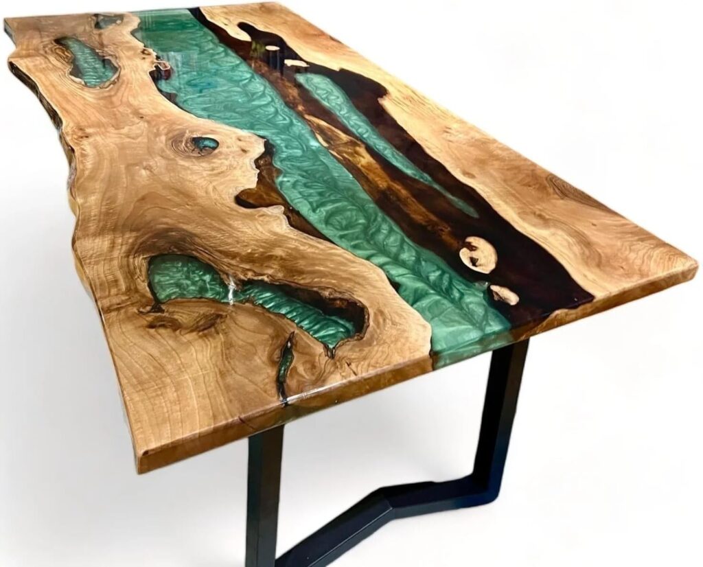 Green Coastal Epoxy Resin Conference Table - Atlanta Epoxy Tables